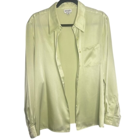 Kasper | Tops | Kasper Silky Pastel Yellow Button Up Shirt | Poshmark
